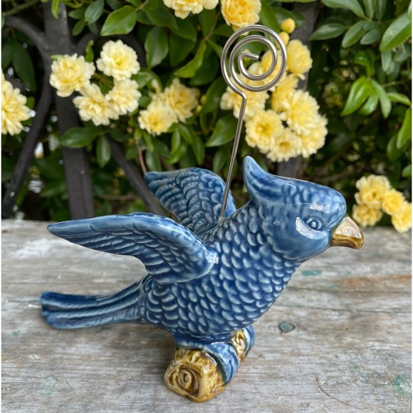 Accents | Ceramic Blue Bird Figurine Card Holder | Poshmark